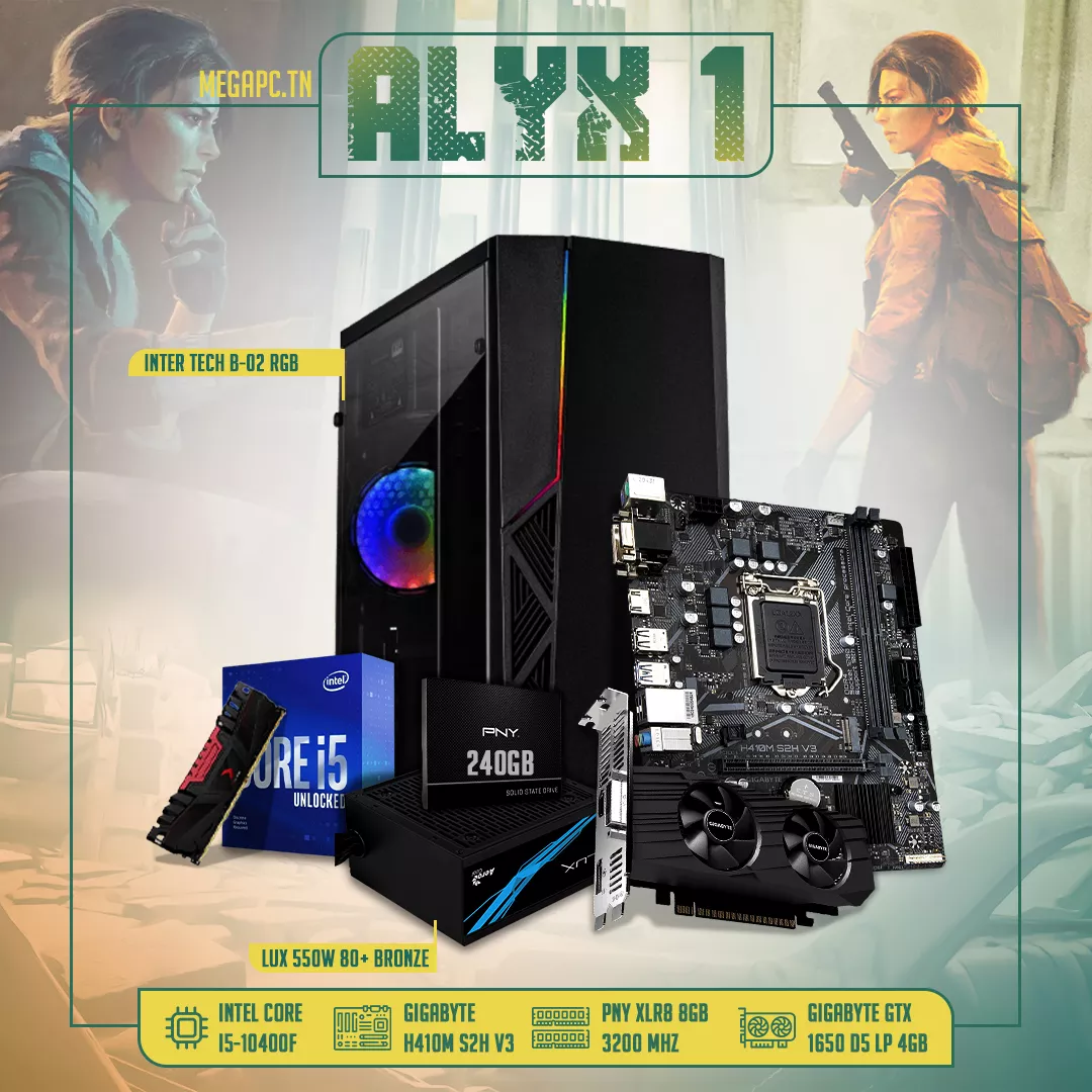 PC GAMER ALYX 1 | PROCESSEUR INTEL CORE I5-10400F (2.9 GHz / 4.3 GHz) | CARTE MERE GIGABYTE ...