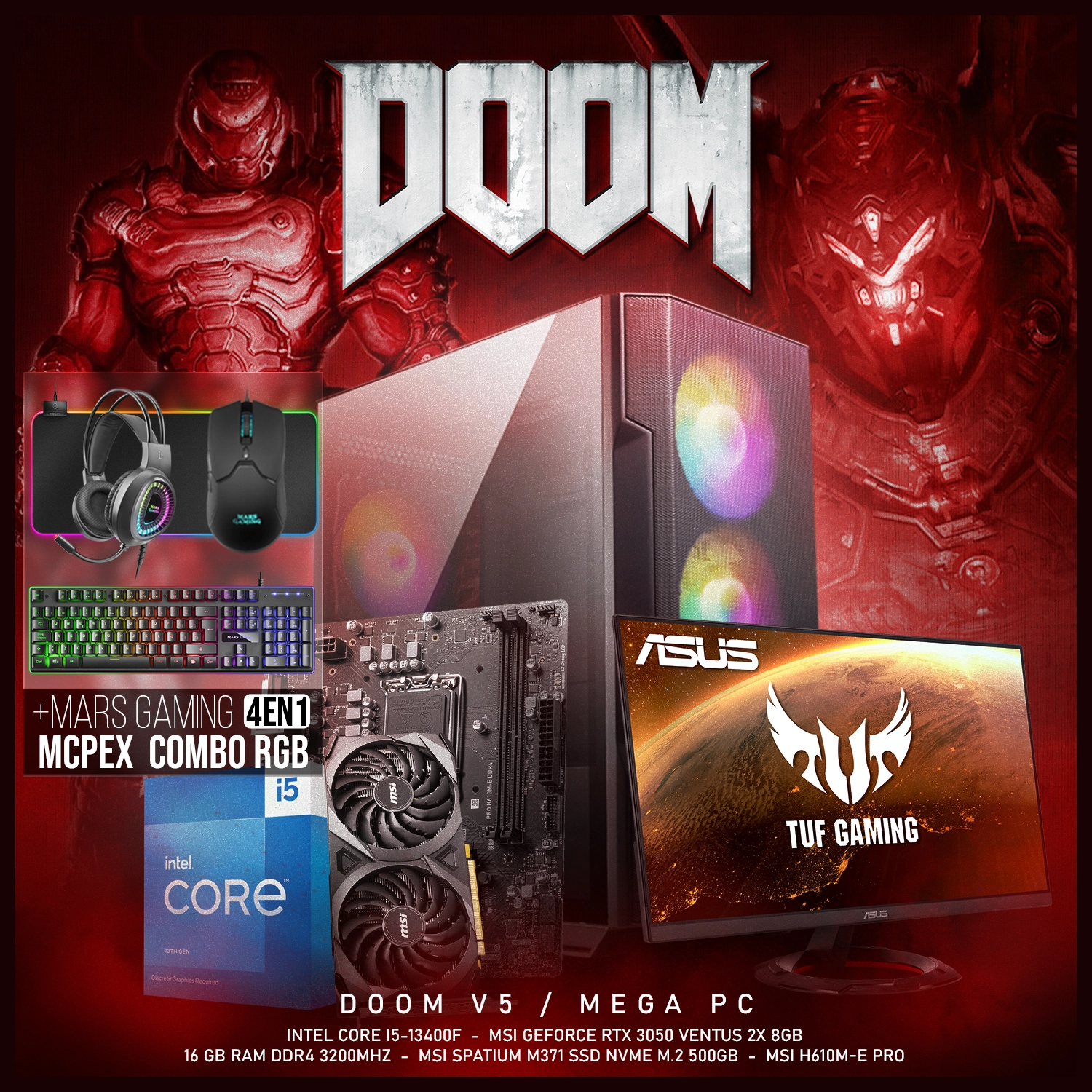 Doom V5 Full Setup | Intel I5-13400F | RTX 3050 | 16GB | 500GB NVMe