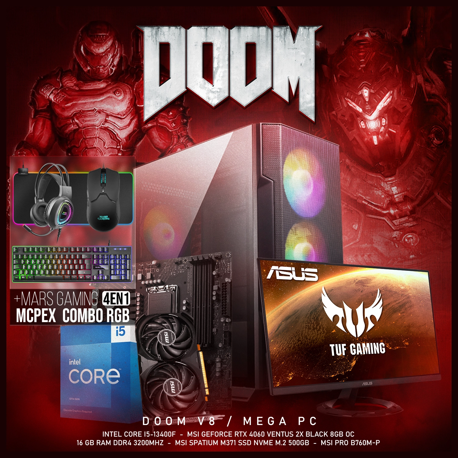 Doom V8 Full Setup | Intel i5-13400F | RTX 4060 | 16GB | 500GB NVMe