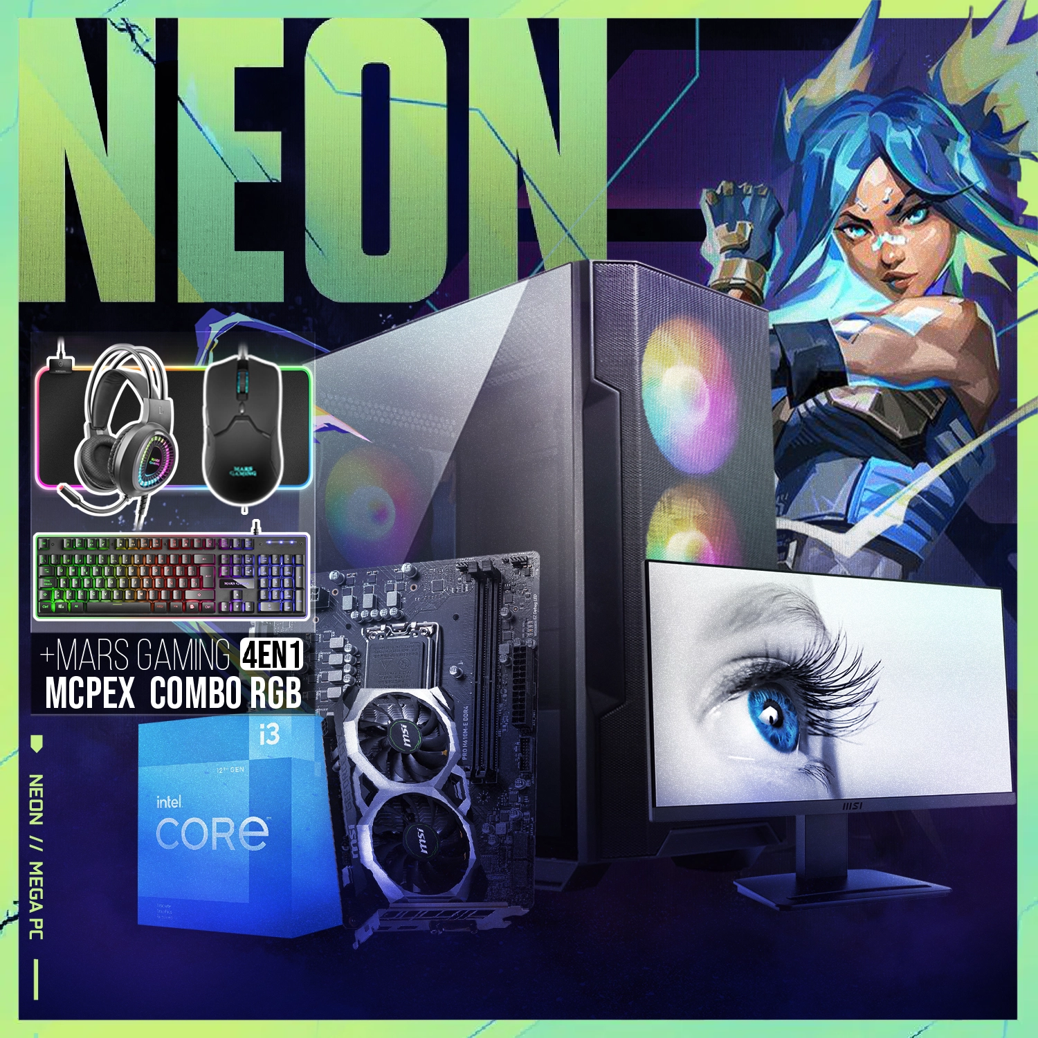 NEON V1 | Intel i3-12100F | GTX 1650 | 16GB | 500GB NVMe