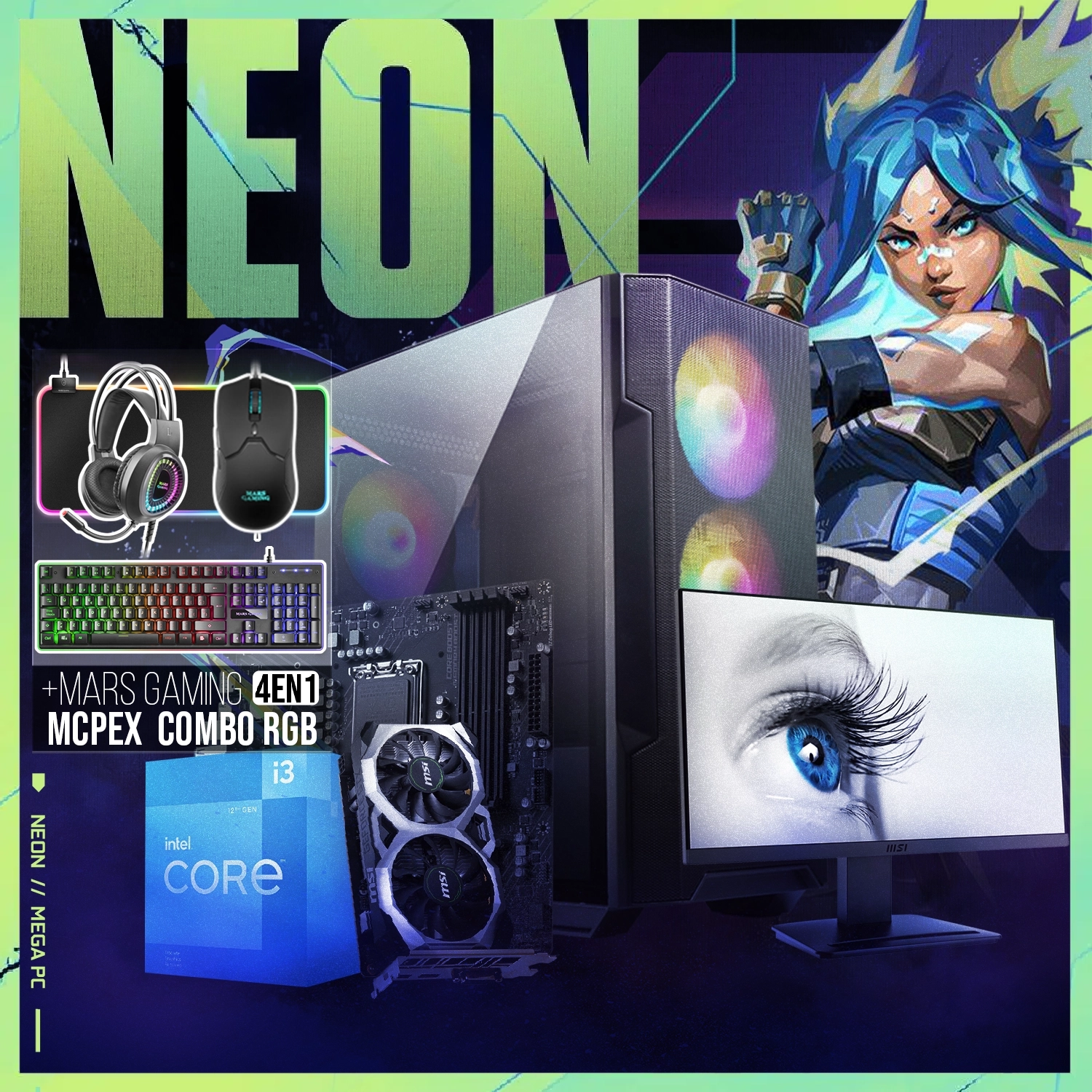 NEON V3 | Intel i3-12100F | GTX 1650 | 16GB | 500GB NVMe