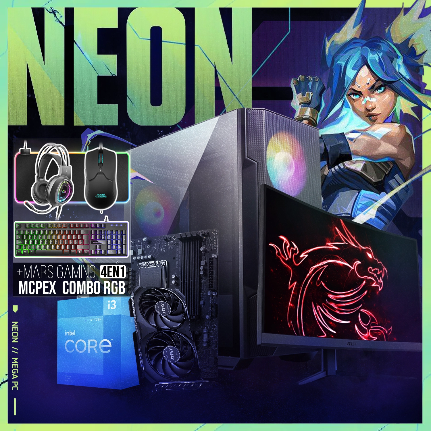NEON V8 | Intel i3-12100F | RTX 4060 | 16GB | 500GB NVMe