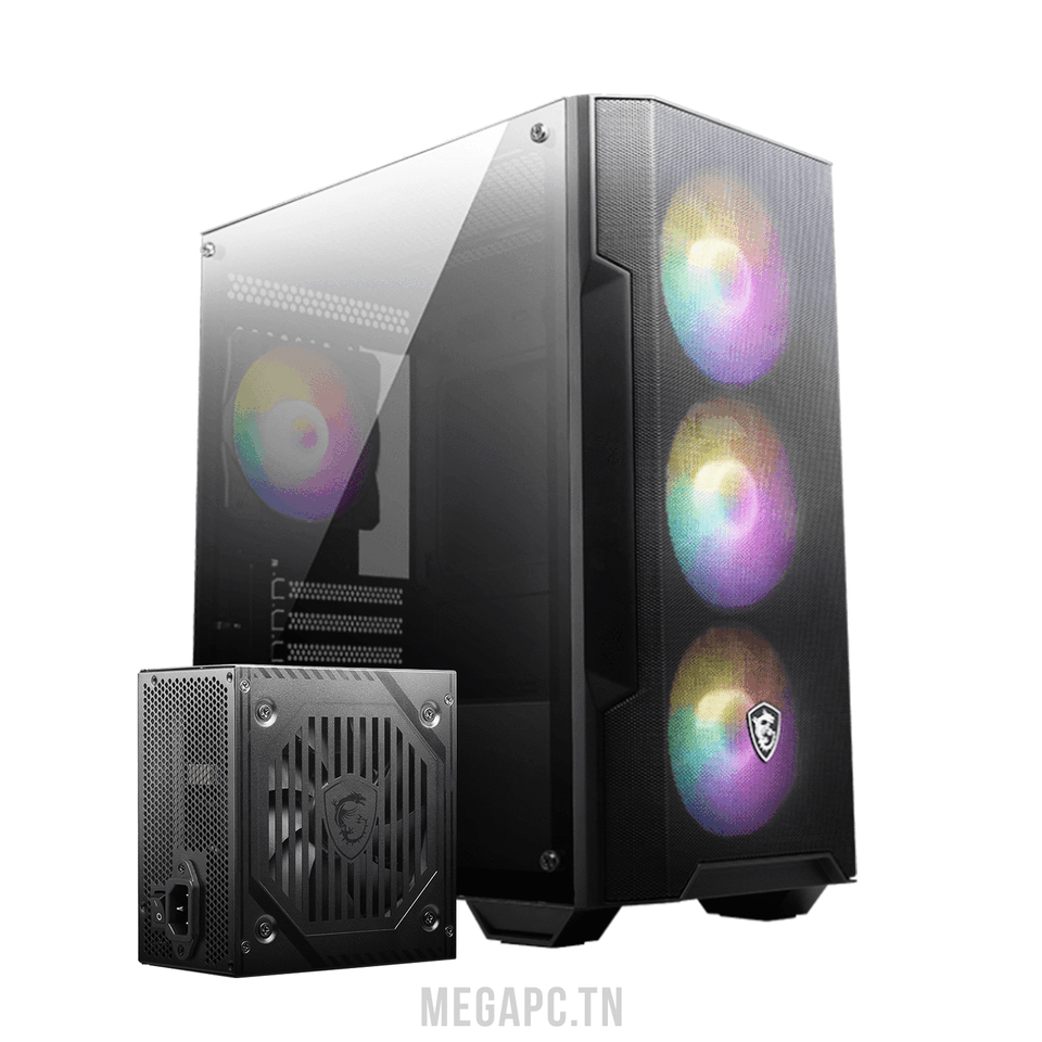 Boîtier Gamer MSI MAG FORGE M100A Avec Boîte d'alimentation MSI PSU ...