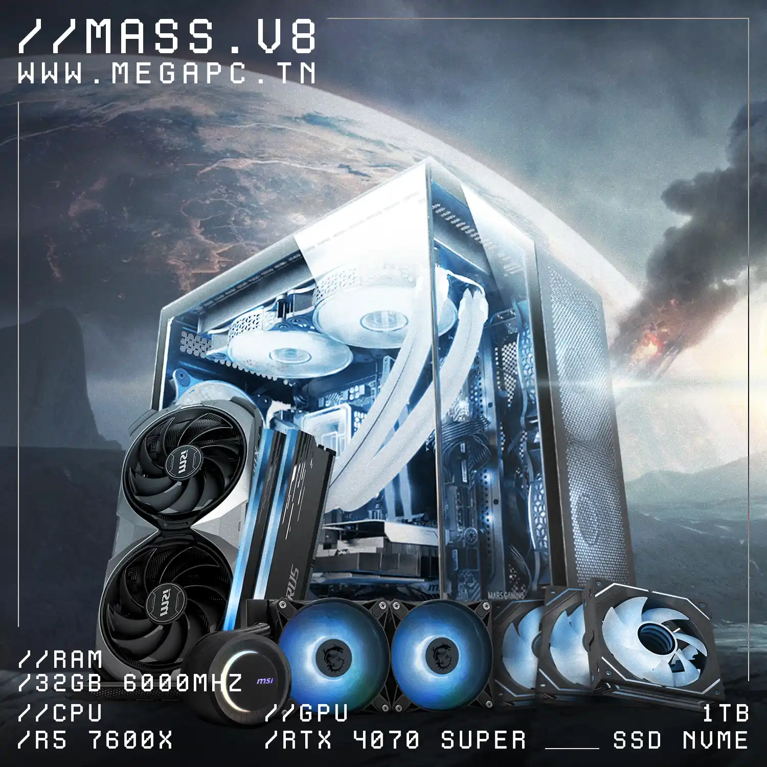 MASS.V8 | AMD Ryzen 5 7600X | RTX 4070 SUPER 12GB | 32GB RAM | 1TB NVMe ...