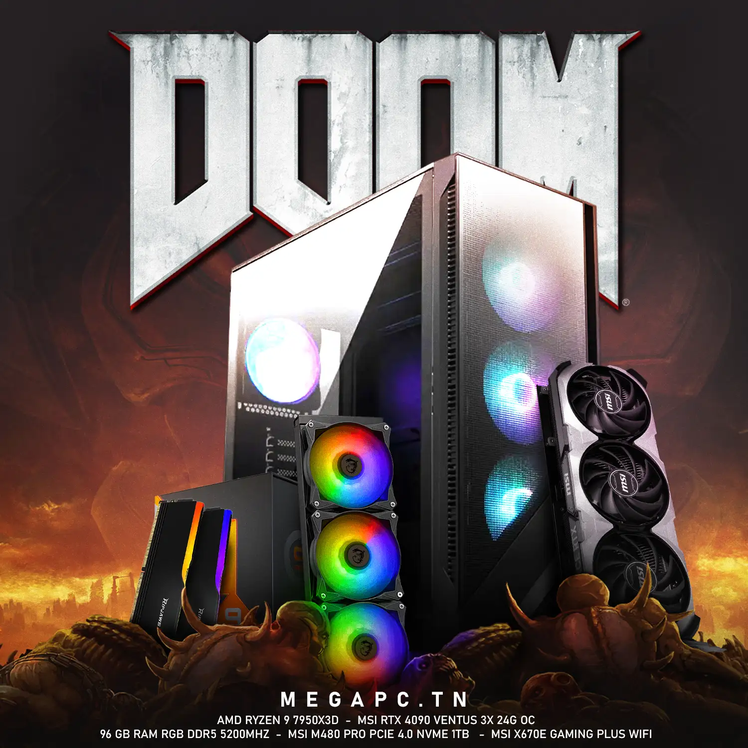 DOOM 5 | AMD Ryzen 9 7950X3D | RTX 4090 24GB | 96GB Ram | 1TB NVMe ...
