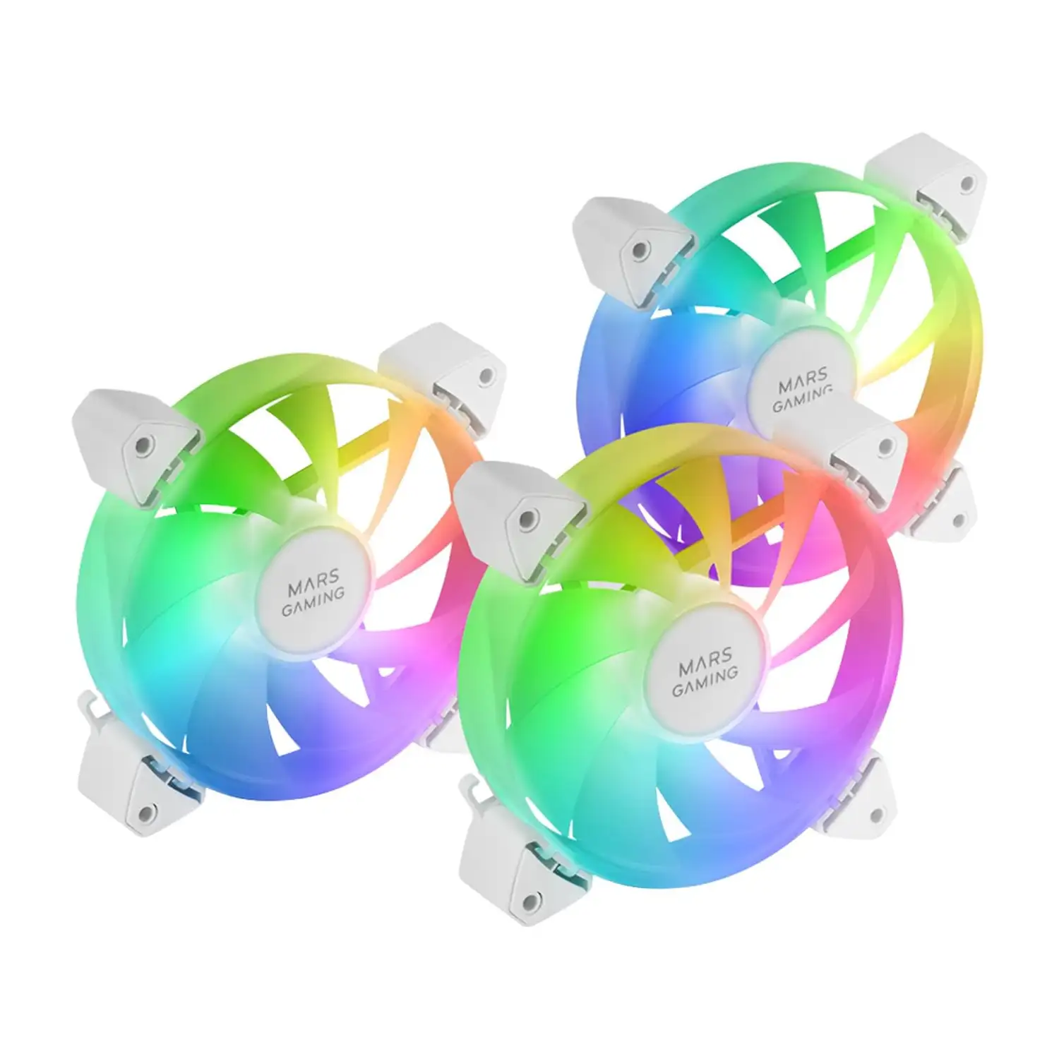 MARS GAMING MF-3A, 3IN1 120MM ARGB FRAMELESS FAN WHITE | MEGA