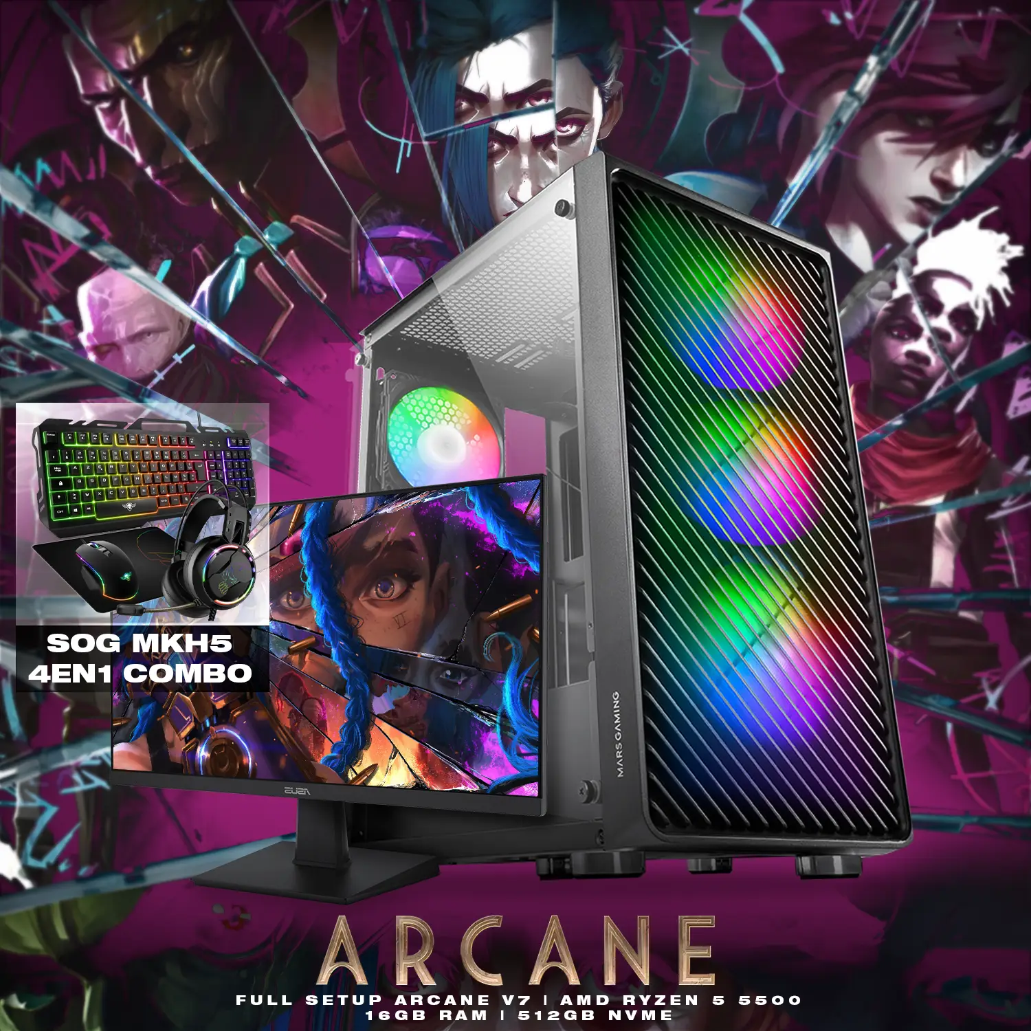Full Setup PC Gamer Arcane V66 | MEGA TUNISIE