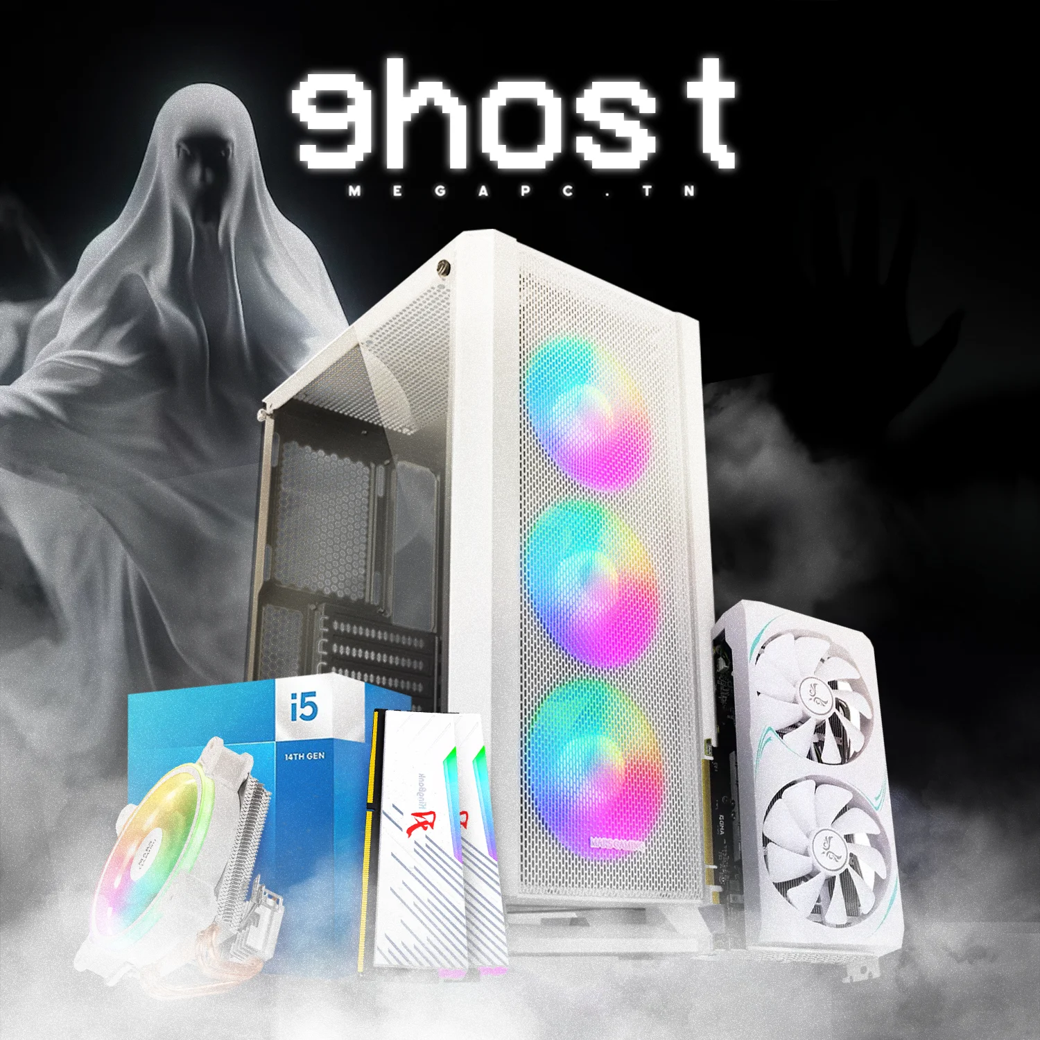 Full White Ghost V5 | Intel Core i5-14400F | AMD Radeon RX 6600 XT ...